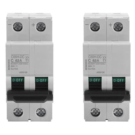 2X Disjoncteur Miniature DC Basse Tension 2P 250V pour Montage Sur Rail DIN de Grille de ...