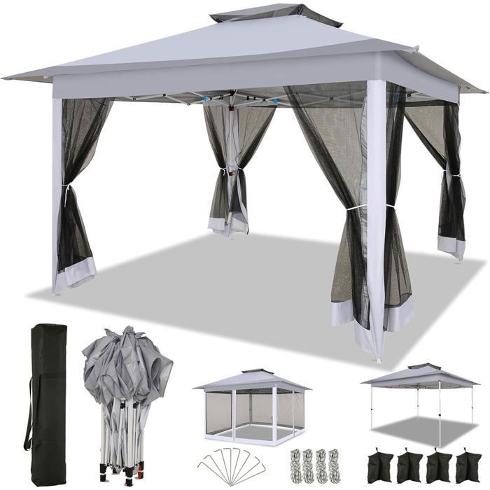 Tonnelle pliable 3,65 x 3,65 m (pop-up) Avec moustiquaire intégrée ...