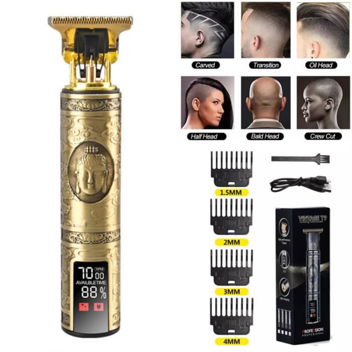 Bouddha LCD Tondeuse à cheveux électrique T9 USB Rechargeable pour homme, rasoir professionnel ...