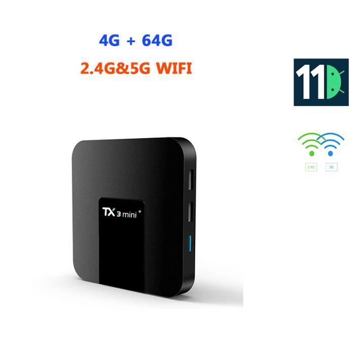 Ue Plug - 4G 64G 2,4G 5G WiFi - Boîtier tv TX3 MINI + android, Amlogic ...
