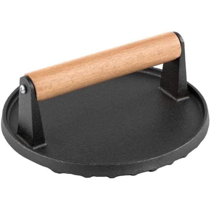 Presse en fonte en fer grill, smash burger press rond en fer steak ...