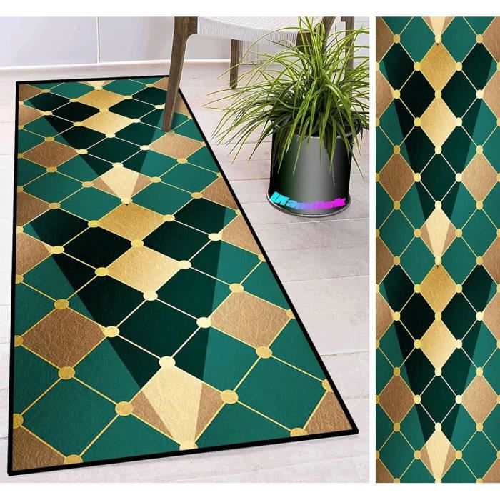 Tapis Cuisine Beige Vert Noir Lavable Antiderapant Long Moderne Design ...