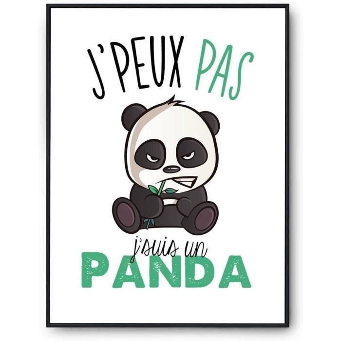 Affiche Panda J'Peux Pas Blanc Premium A2 | Poster Tableau Humour Pour ...