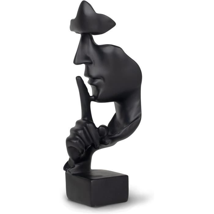 Silence Sculpture Décorative Noire - Visage Abstrait - Statue De ...