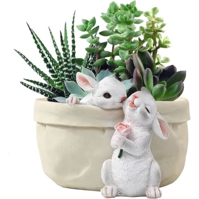 Pot De Fleurs En Forme De Lapin - Résine - Animal Mignon - Avec Trou ...