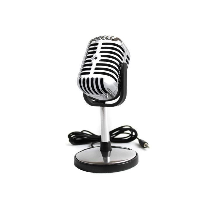 Micro ou microphone rétro vintage chromé pour Pc ou Ordinateur ...