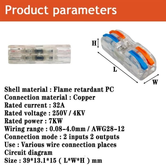SPL-2CT - 3 PIÈCES - Mini Connecteurs De Câbles Rapides Universels ...