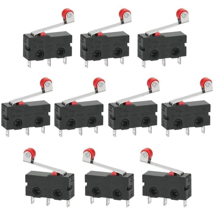 Switch Micro en Plastique Interrupteur Fin de Course Avec 3 Broches Contacteur 220V Levier SPDT ...