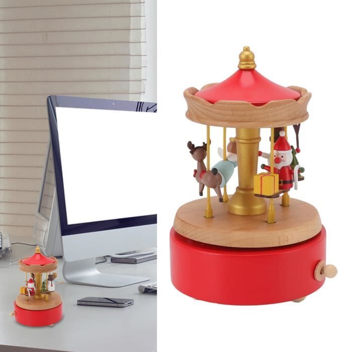 Boîte à musique de carrousel en bois Boîte à Musique de Noël, Boîte à ...