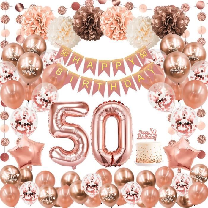 Décoration Anniversaire 50 Ans Femme, PARTYPIE Anniversaire 50 Ans Or ...