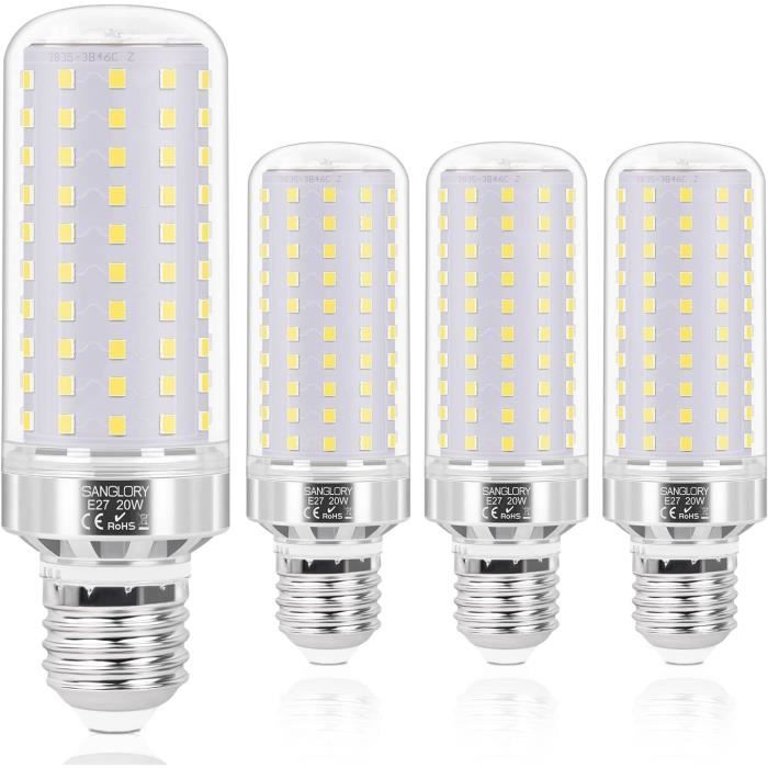 Ampoules Led E27 20W Équivalent À Halogène 180W Lampes Maïs E27 Led Blanc Froid 6000K 2150Lm ...