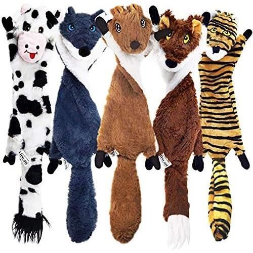 Lot de 5 jouets couineurs pour chien - Sans rembourrage pour un jeu sûr - Pas de désore - Pas de ...