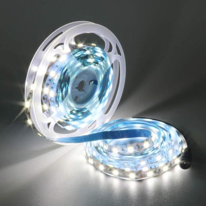 YUNBO Ruban LED Blanc Froid 6000-6500K, 12V SMD 5050 300 LEDs 5M ...