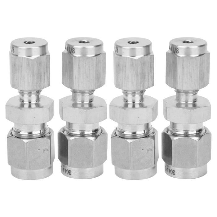 TMISHION Raccord à compression en acier inoxydable 4 pièces adaptateur de tube droit à double ...