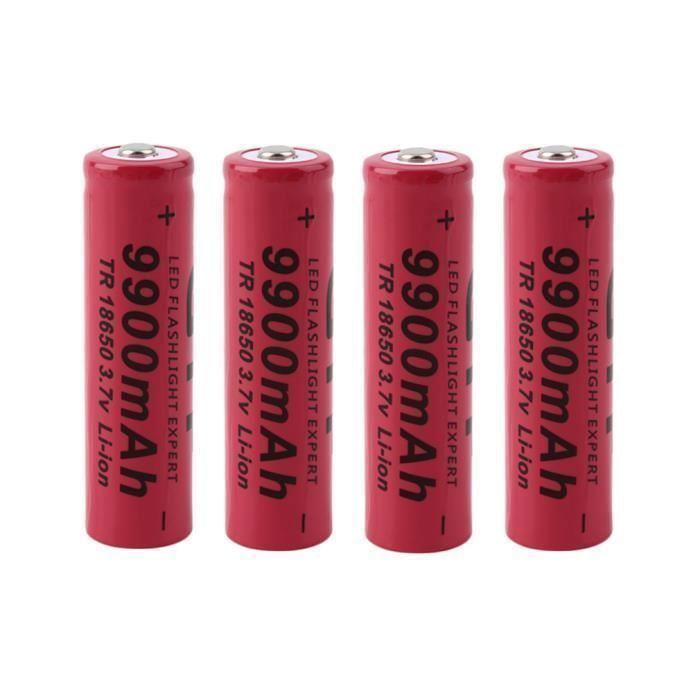 Piles 18650 3.7V 9900mAh rechargeables Li-ion - Rouge + UE LED ...