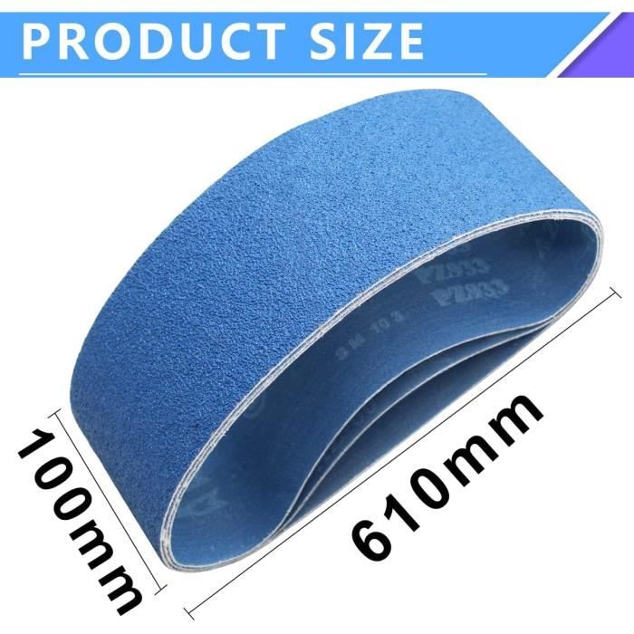 Bandes Abrasives en métal 100 x 610 mm.Groupe de bandes abrasives,2 x ...