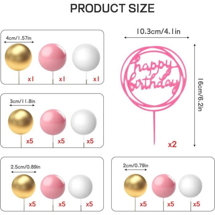 Balle Gâteau Topper 50 Pièces Cupcakes Toppers Balle, Mini Topper de ...