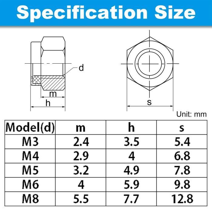 Drenky Écrou Autobloquant M8,25 Pièces Écrou De Blocage En Acier Inoxydable V2A A2 Din 985 Ecrou ...