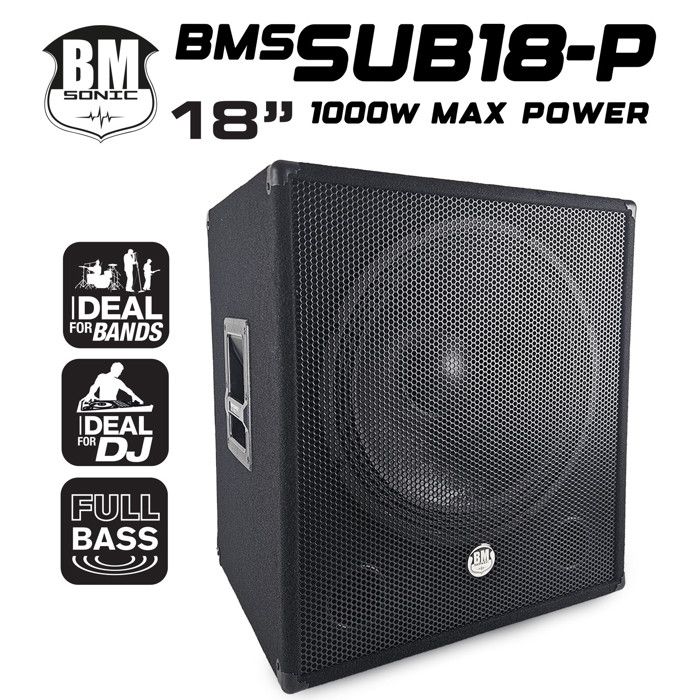 Caisson de basse Subwoofer 18" passif BM SONIC BMS-SUB18-P - 1000W Max - Boomer 46cm - Speakon ...