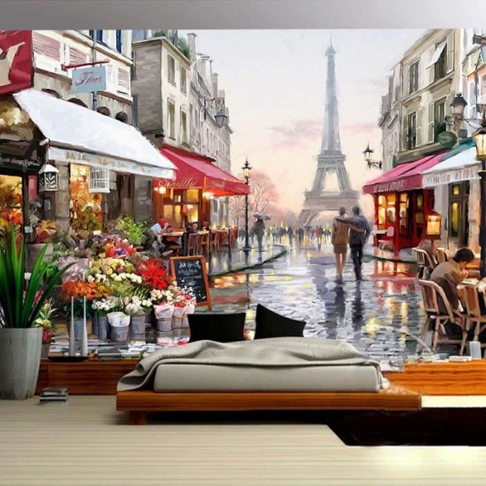 Fond D'Écran Photo Effet 3D Eiffel Tower City Papier Peint Panoramique ...