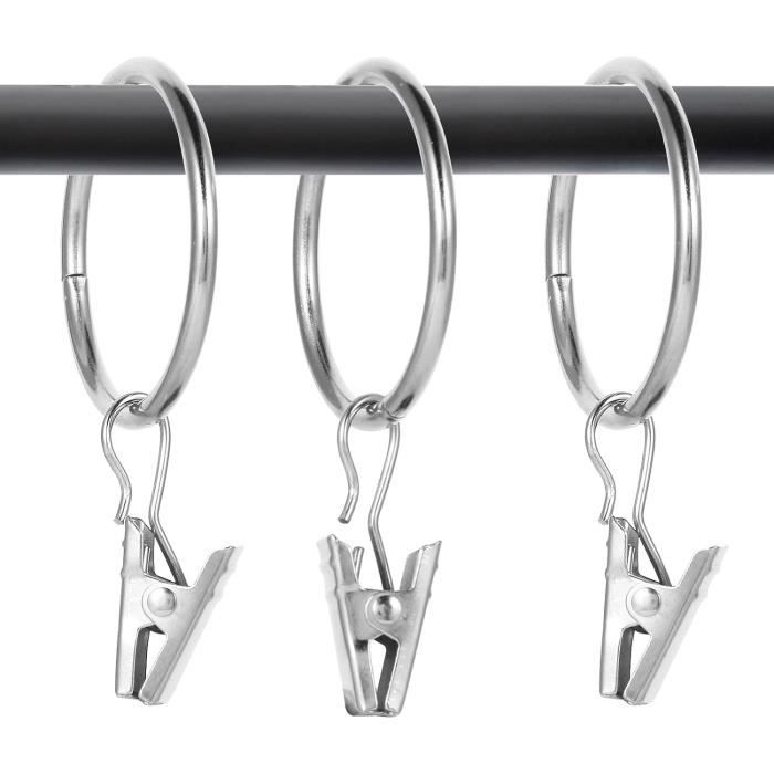 40 PCS Anneaux Rideaux Metal avec Pinces Pince a Rideau Clips Oeillet ...