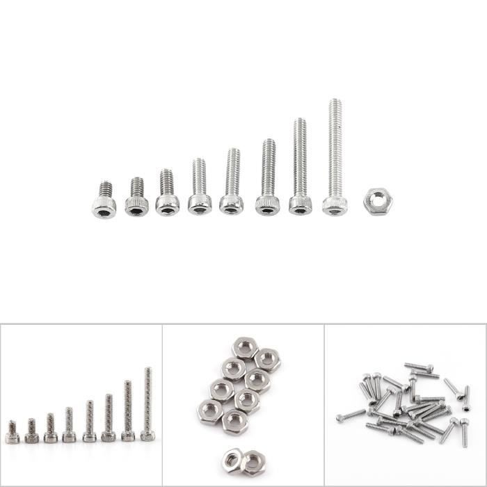 Pwshymi Vis à douille hexagonale Assortiment de boulons et d'écrous hexagonaux en acier ...