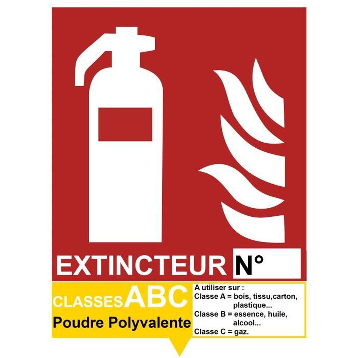 Signalétique extincteur ABC Poudre Polyvalente - Autocollant vinyl ...