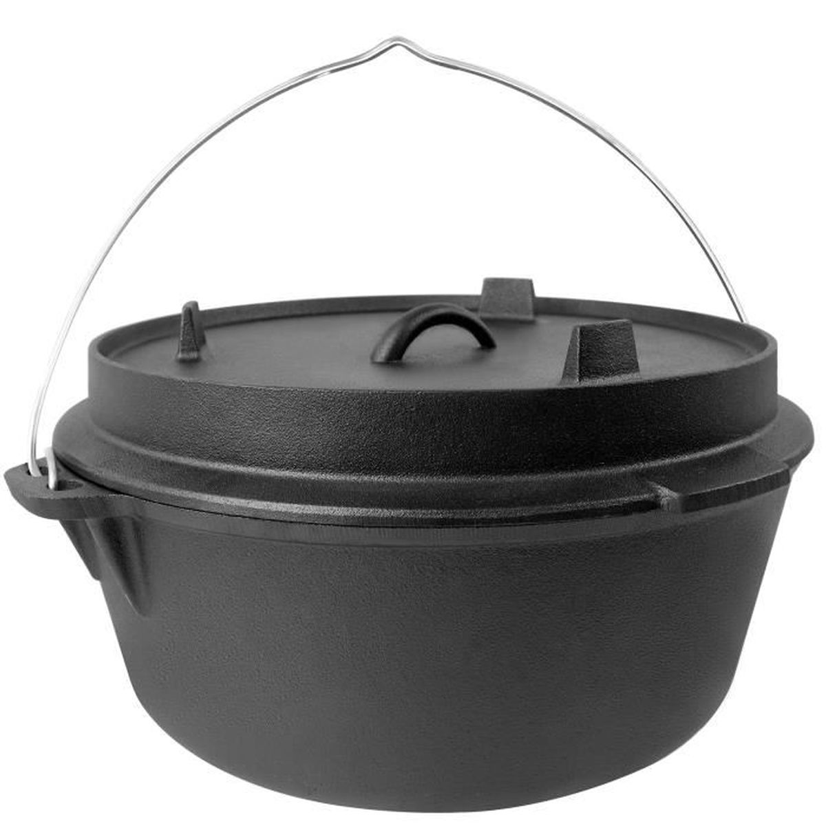 UISEBRT Marmite en fonte avec Couvercle, Crochet et support, Dutch Oven ...