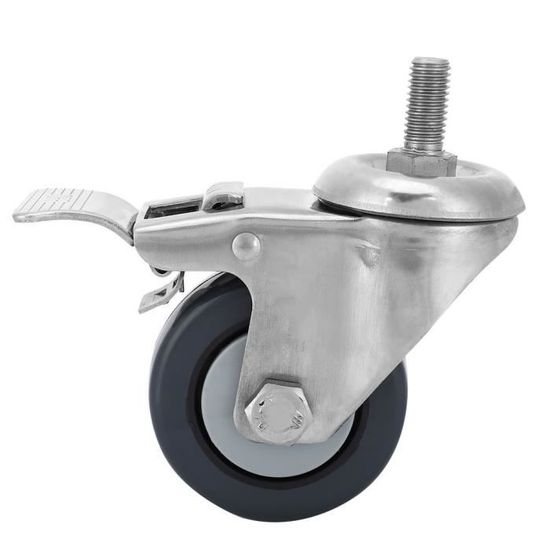 RHO-Roulette pivotante 4 Pouces Roue universelle de frein M12 vis ...