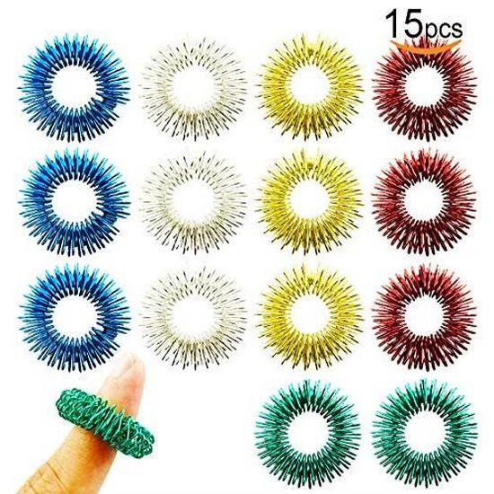 V-story 1 15 Pack Spiky Sensory Finger Acupressure Massage Rings Fidget ...