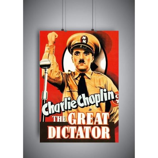 Poster affiche The Great Dictator Charlie Chaplin Vintage Movie - A4 ...