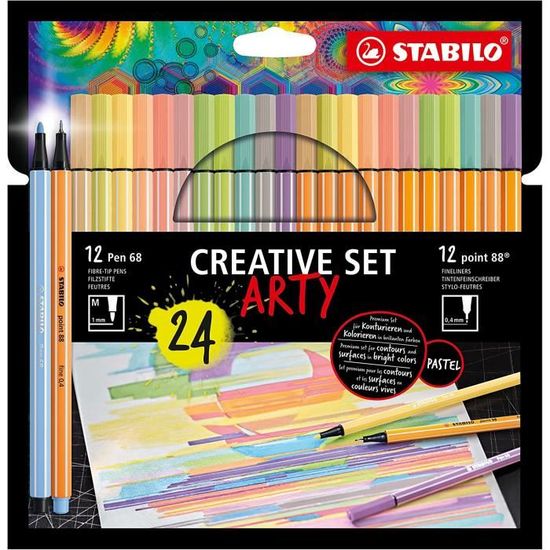 Feutre dessin - ARTY Set créatif ARTY x 24 feutres 12 feutres de ...