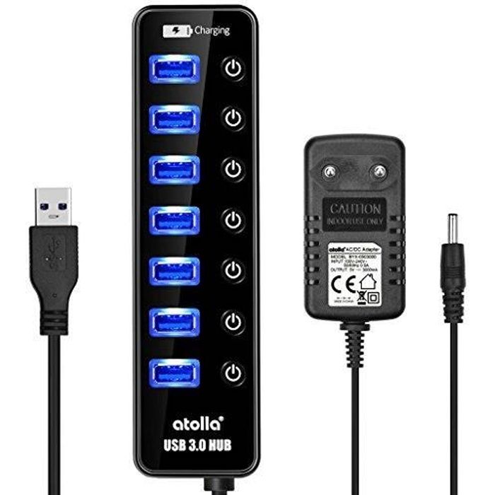 Hub USB 3.0 - Atolla - CH-207U3 - 7 Ports - Alimenté - Interrupteurs Indépendants - Cdiscount ...