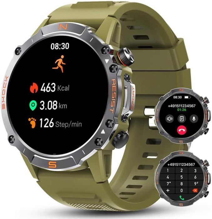 Montre Connectée Homme: Smart Watch Militaire Robuste et Étanche avec ...