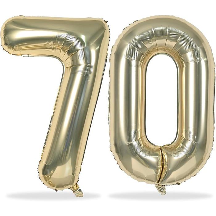 Ballon Chiffre 70 Doré Clair Mylar 101,6cm - Unisexe pour Anniversaire ...