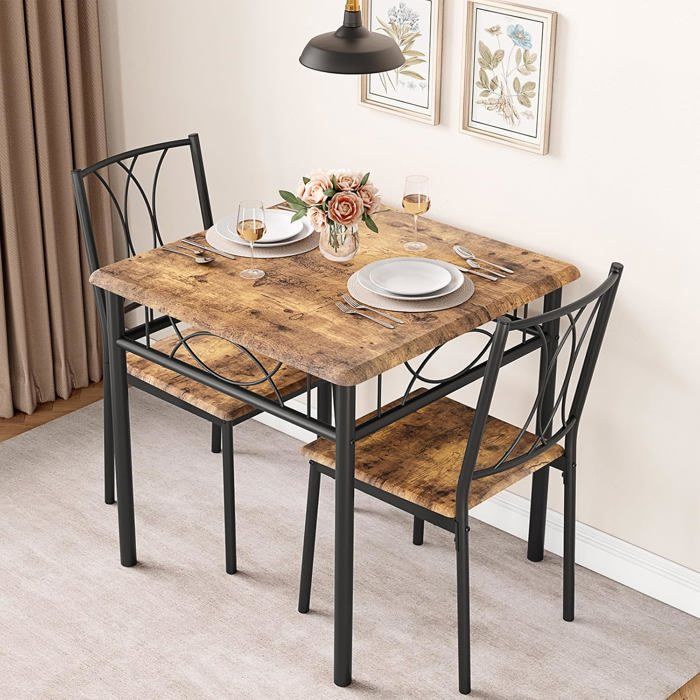 Ensemble Table 2 Chaises Moderne - MDF Bois + Chaises Bois 45x39x89 cm ...
