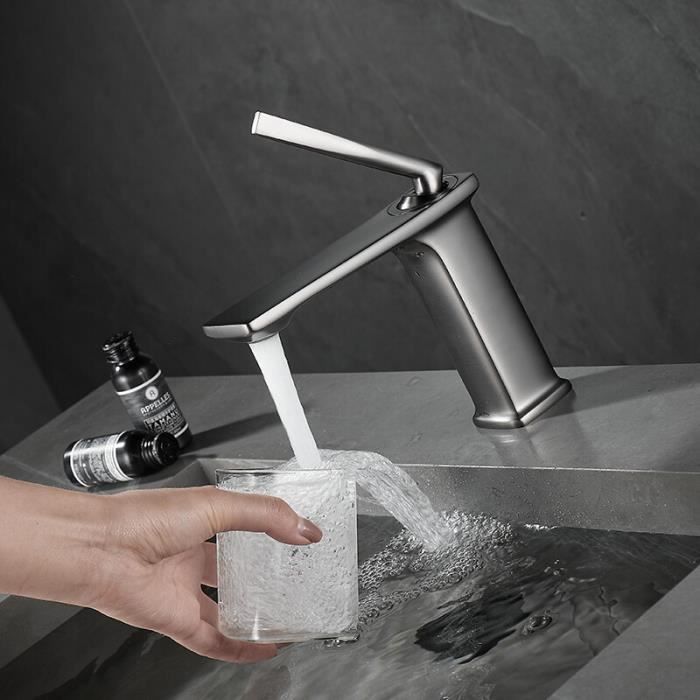 Bassin - Laiton - 2023011 - Doré brossé - Montage sur pont - Évier gris ...