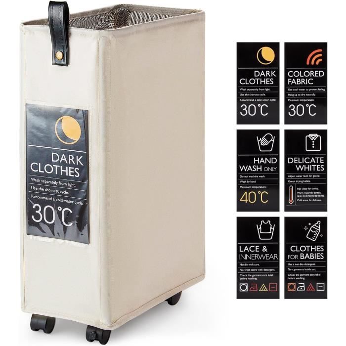 Corbeilles À Linge Bac À Linge Avec 4 Roues 43L Mince Et Pliable Bac À ...