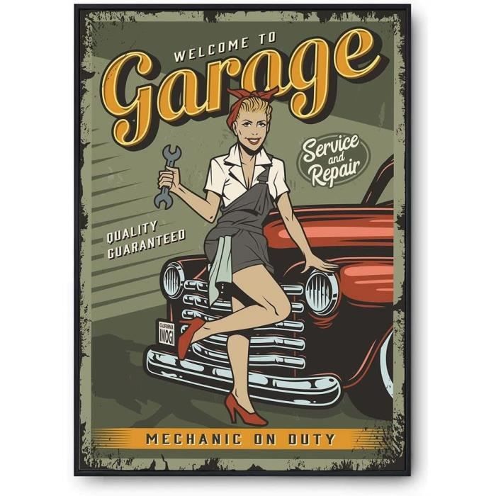 Affiche Vintage Pin Up Garage A4 | Poster Tableau Humour Pour ...