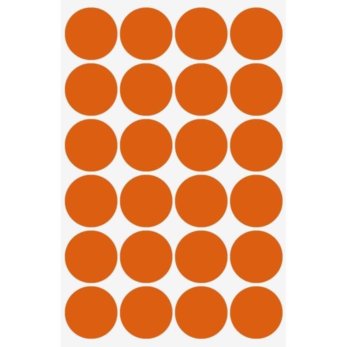 Royal Green Gommettes Étiquettes Autocollantes Rondes Orange 2.5 cm (25 ...