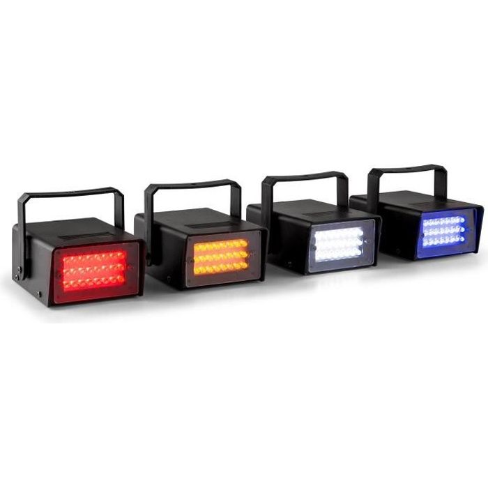 BeamZ BMS24SET - Set de 4 Mini stroboscopes LED, vitesse réglable ...