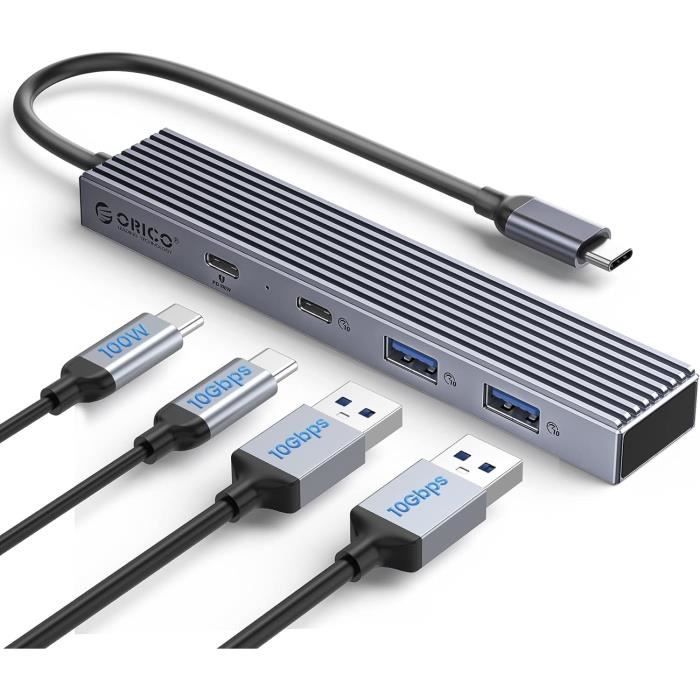 Hub Usb 3.2Gen2, Adaptateur Mini Usb C 4 En 1, Répartiteur 10 Gbit-S De ...
