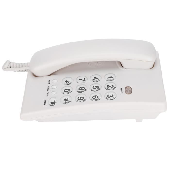 GOTOTOP Téléphone fixe KX‑T504 Téléphone de bureau multifonction de style filaire simple avec ...