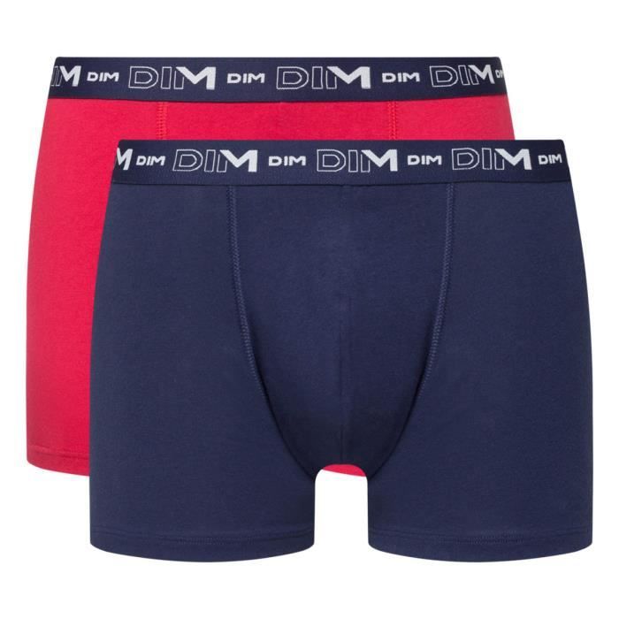 Boxers Homme - DIM - Coton Stretch - Lot de 2 - Bl/rg Violet - Cdiscount Prêt-à-Porter