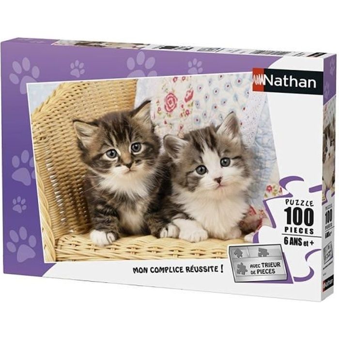 Puzzle 100 pièces - Duo de chatons - Nathan - Puzzle Enfant + Trieur ...