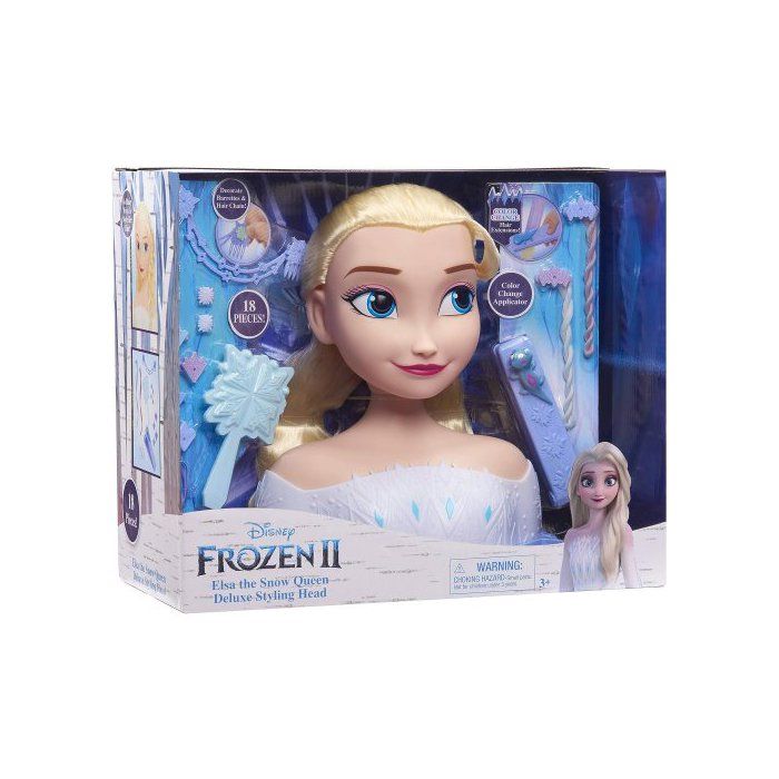 Tête A Coiffer Deluxe Elsa Cheveux Blonde Reine des Neige - 18 Pieces ...