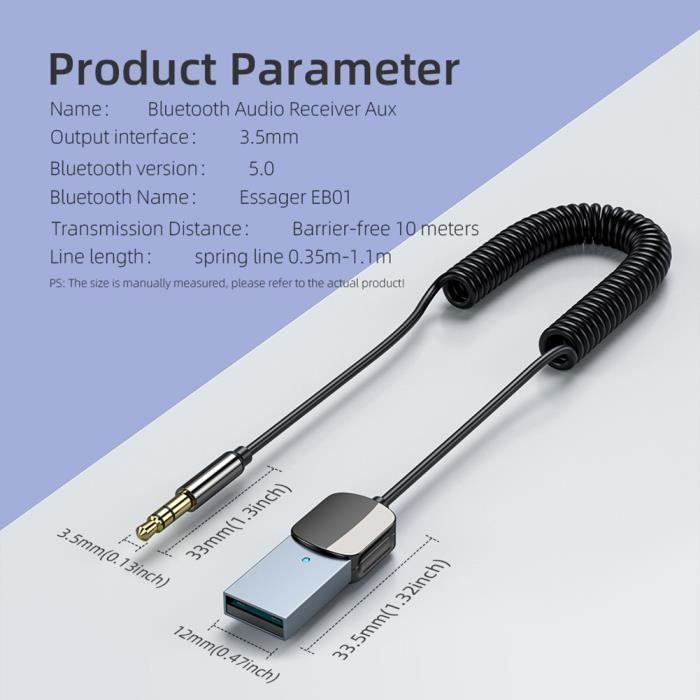 Câble adaptateur compatible Bluetooth Aux, Adaptateur sans fil ...
