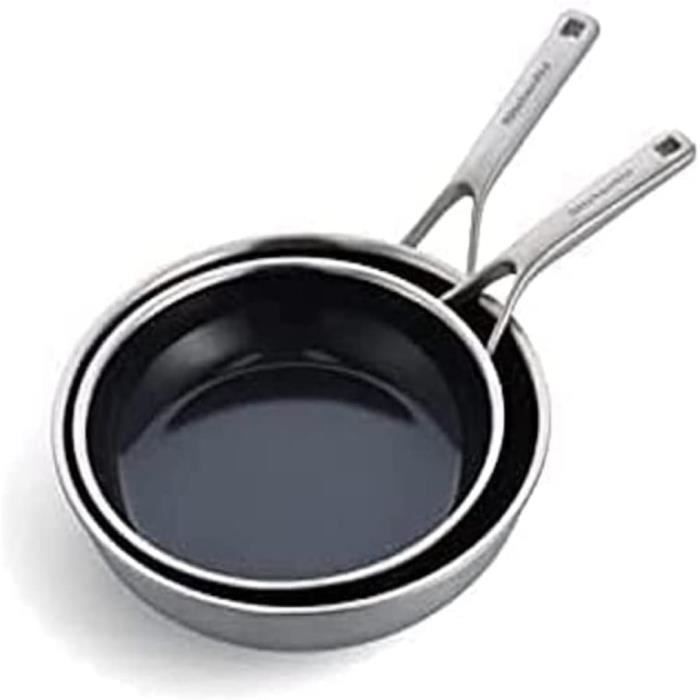 Multi-Ply Stainless Steel Ensemble De Poêles À Frire Antiadhésives En Céramique Sans Pfas En ...