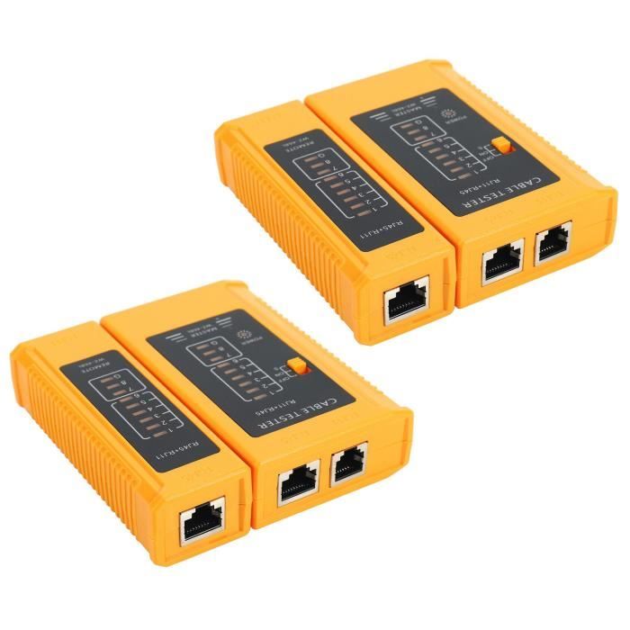 2X Testeur de Câble Réseau Outil de Test RJ45 RJ11 RJ12 CAT5 CAT6 UTP ...