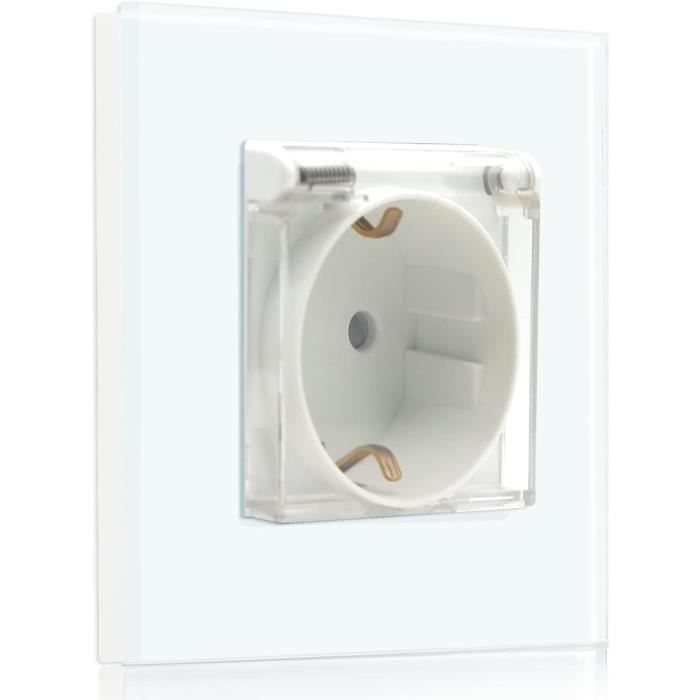 Prise Schuko 16 A Avec Couvercle Étanche 1 Compartiment Plaque En Verre ...